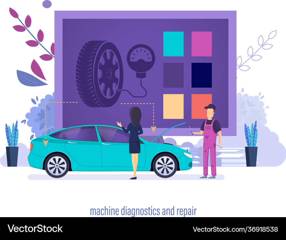 Machine diagnostics and repair diagnostics repair Vector Image