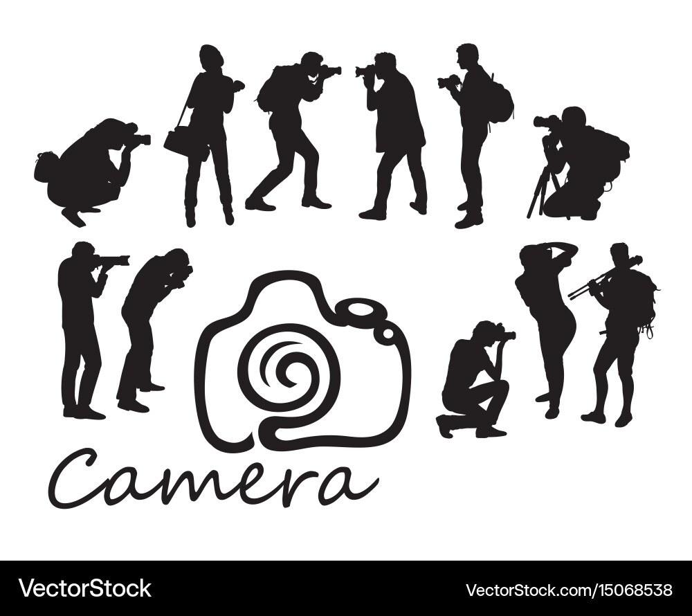 Photographer and model silhouettes Royalty Free Vector Image