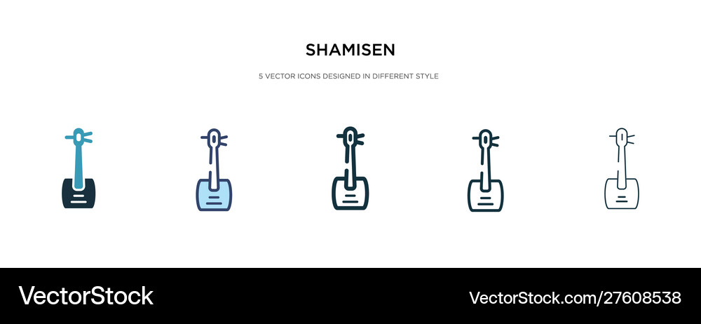 Shamisen icon in different style two colored and Vector Image