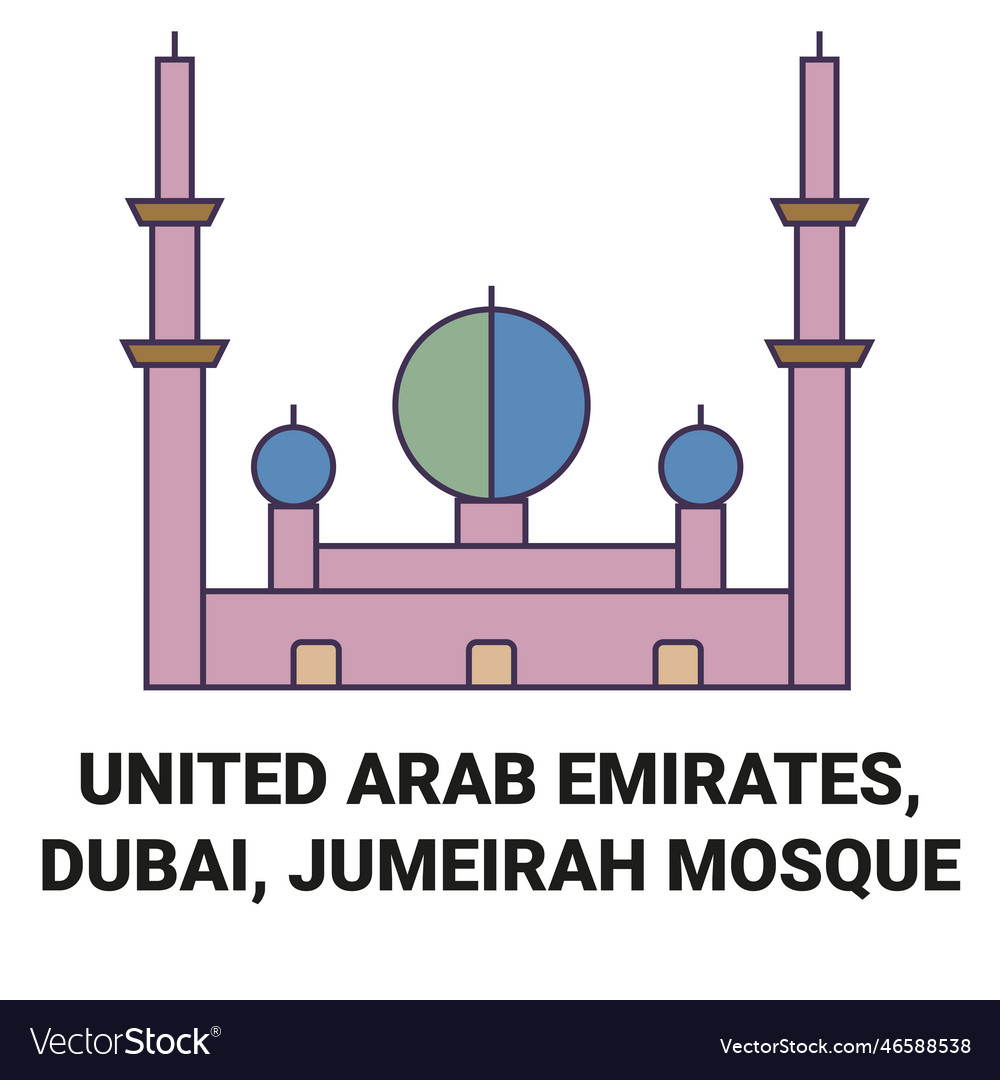 United arab emirates dubai jumeirah mosque Vector Image United arab emirates dubai jumeirah mosque Vector Image