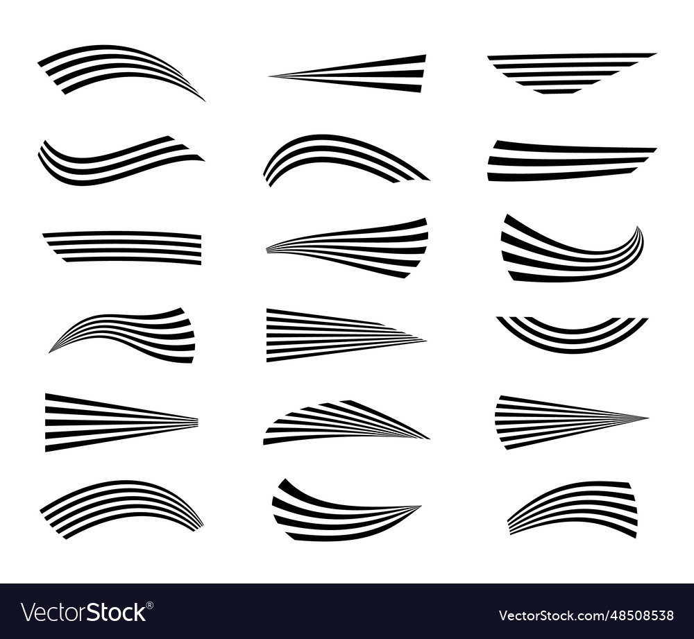Various black multi line design elements Vector Image
