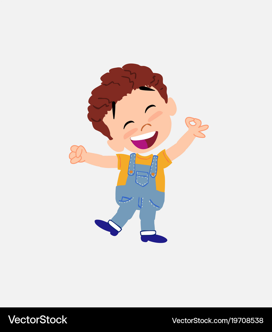White boy in jeans exulting happiness Royalty Free Vector