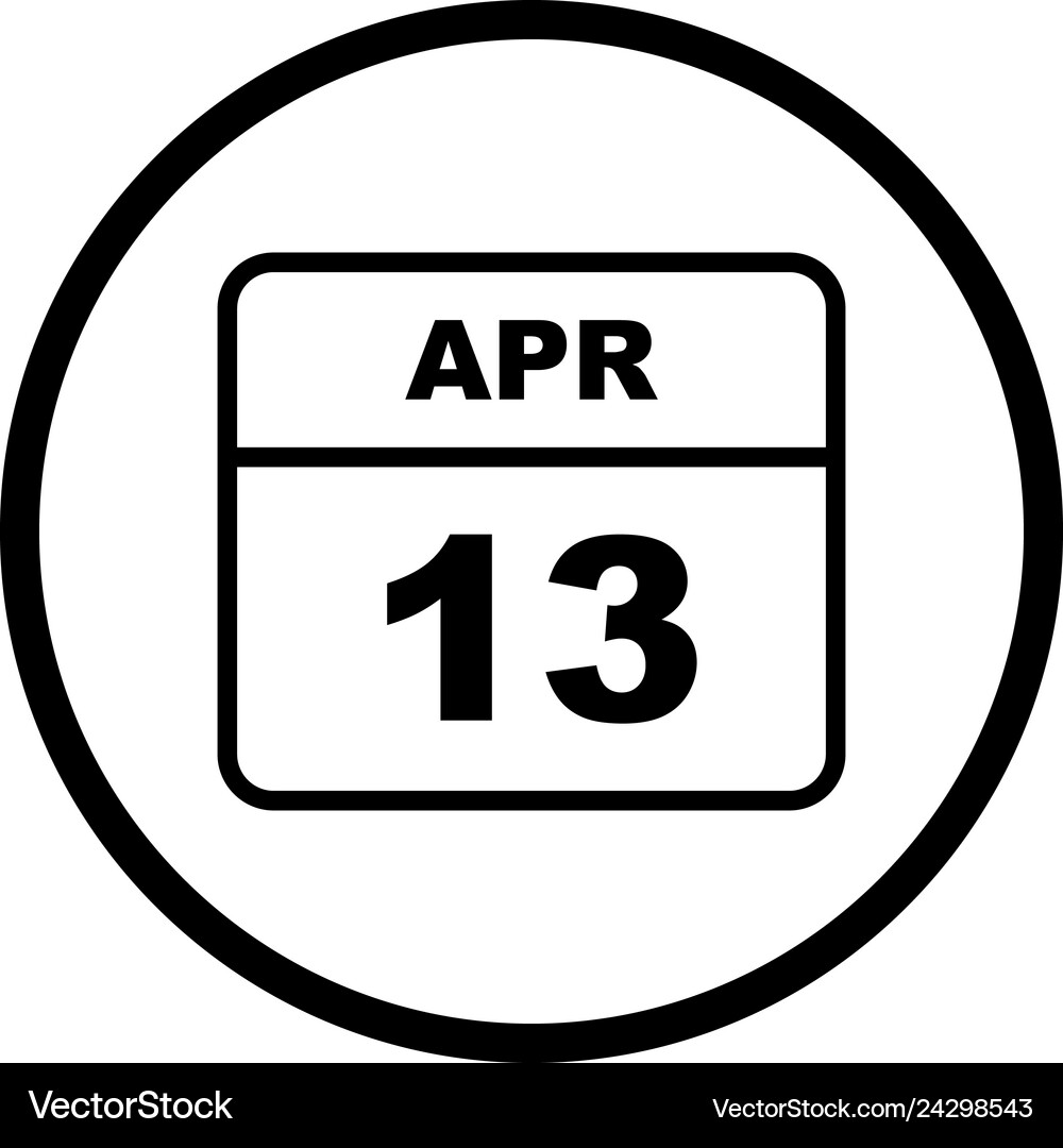 April 13th date on a single day calendar Vector Image