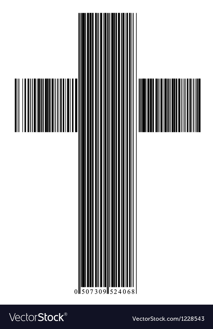 Bar code in a cross Royalty Free Vector Image - VectorStock