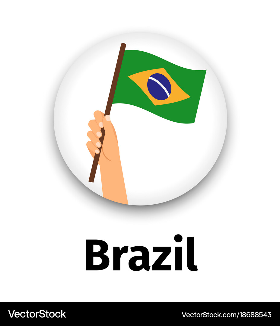 Brazil flag in hand round icon Royalty Free Vector Image