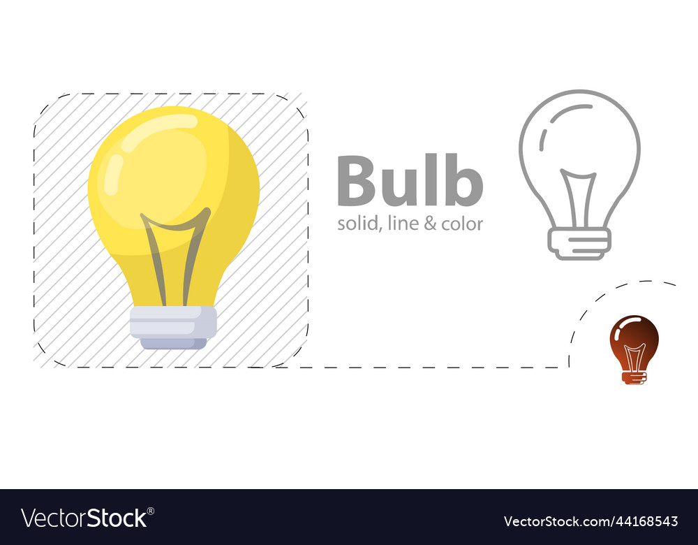 Bulb isolated flat light line icon Royalty Free Vector Image