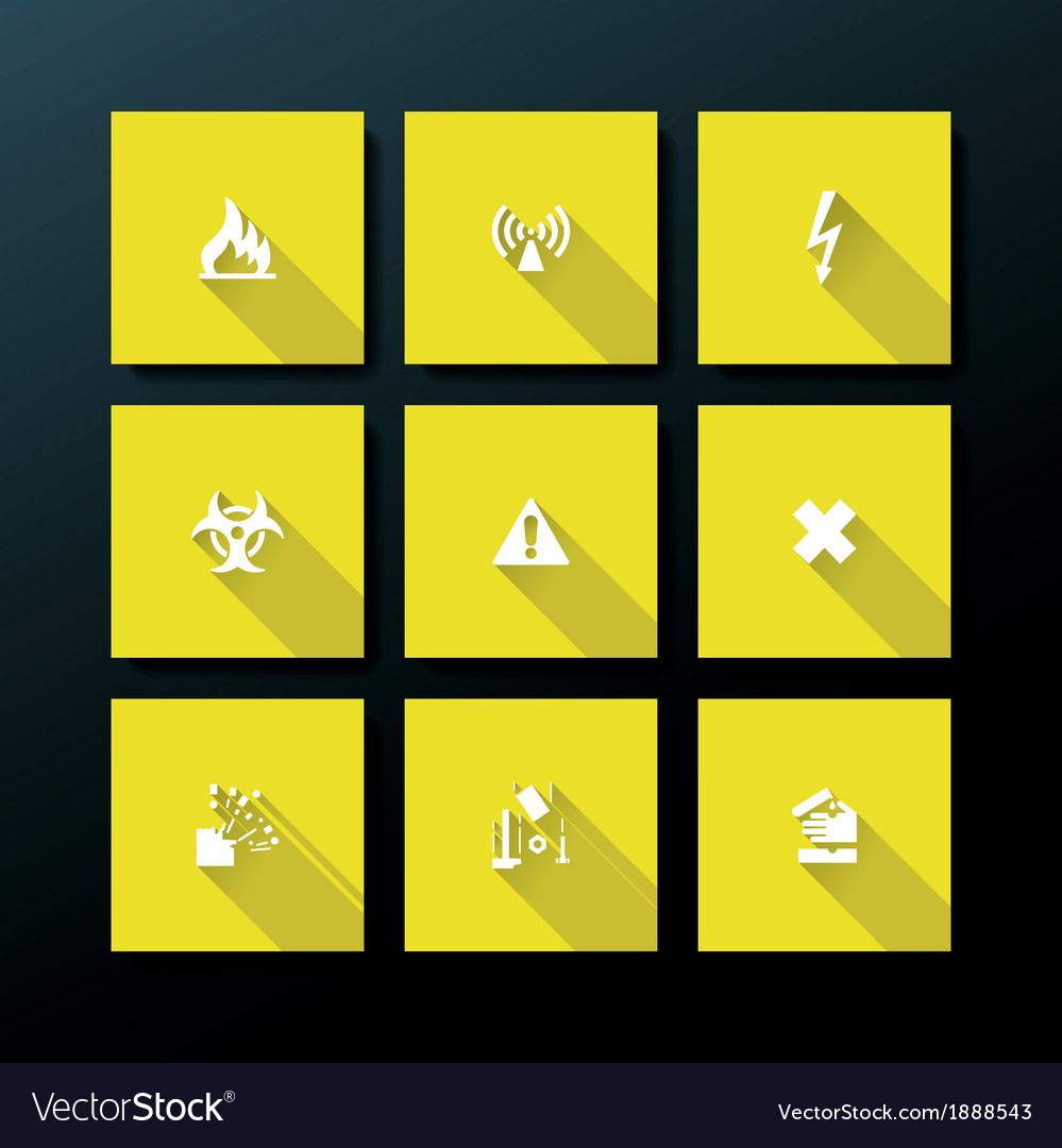 Flat warning icon set Royalty Free Vector Image