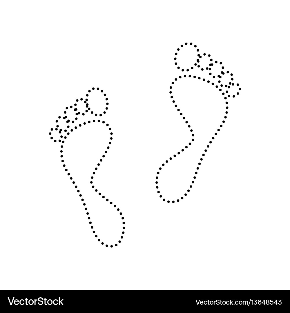 Foot prints sign black dotted icon Royalty Free Vector Image