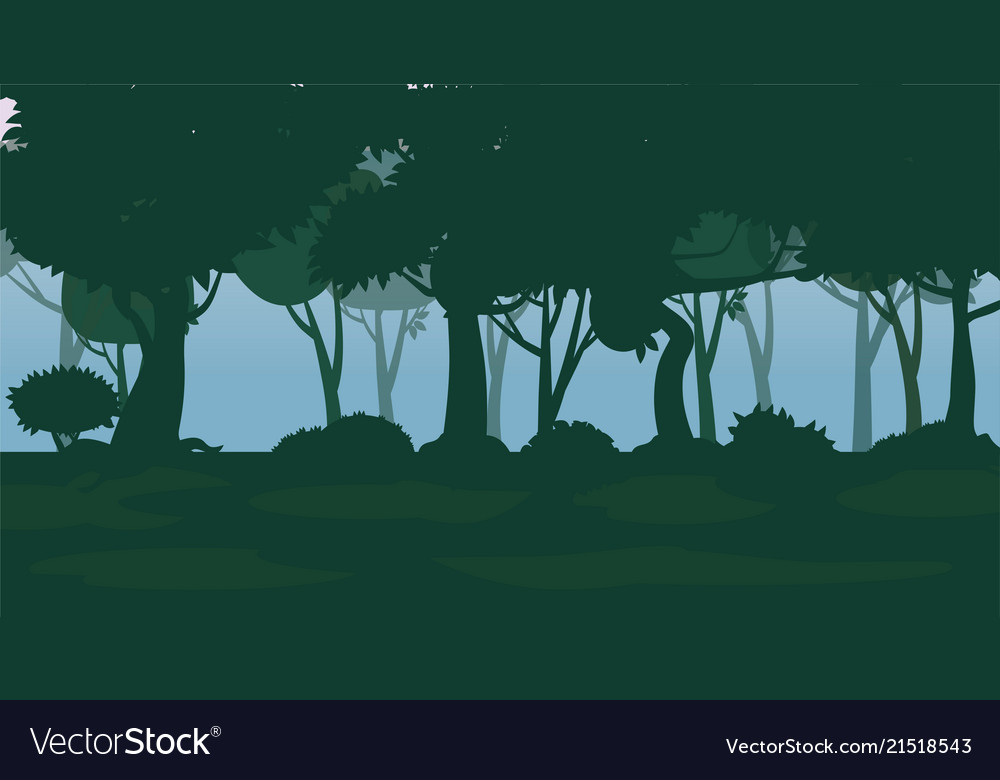 Forest background trees bushes and Royalty Free Vector Image