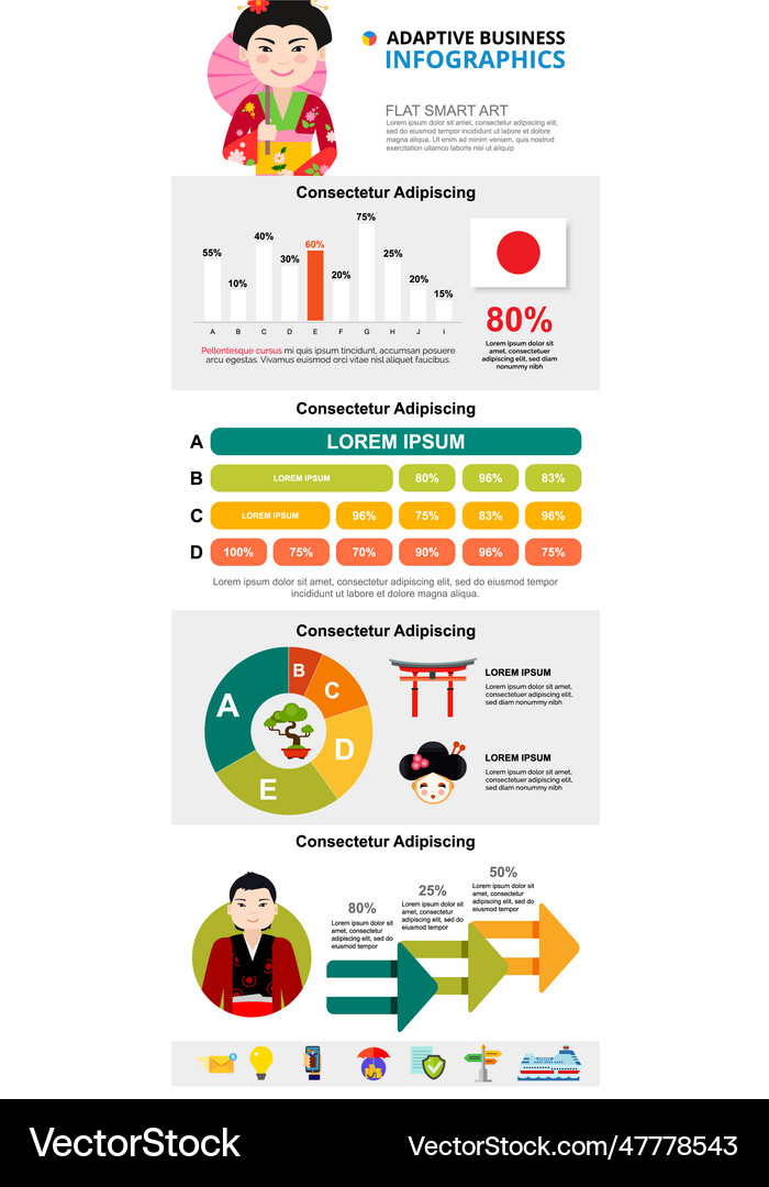 Japanese culture or analytics concept infographic Vector Image
