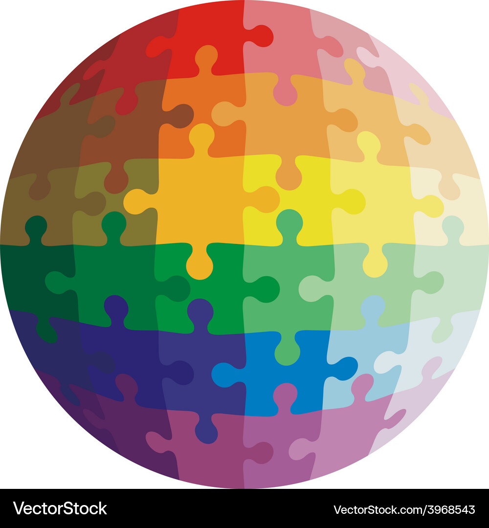 Jigsaw puzzle shape a ball colors rainbow Vector Image