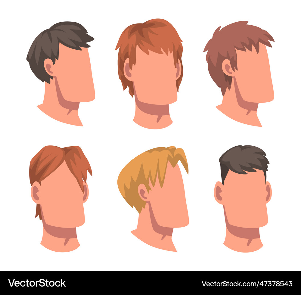 Man face with head and hairstyle set Royalty Free Vector