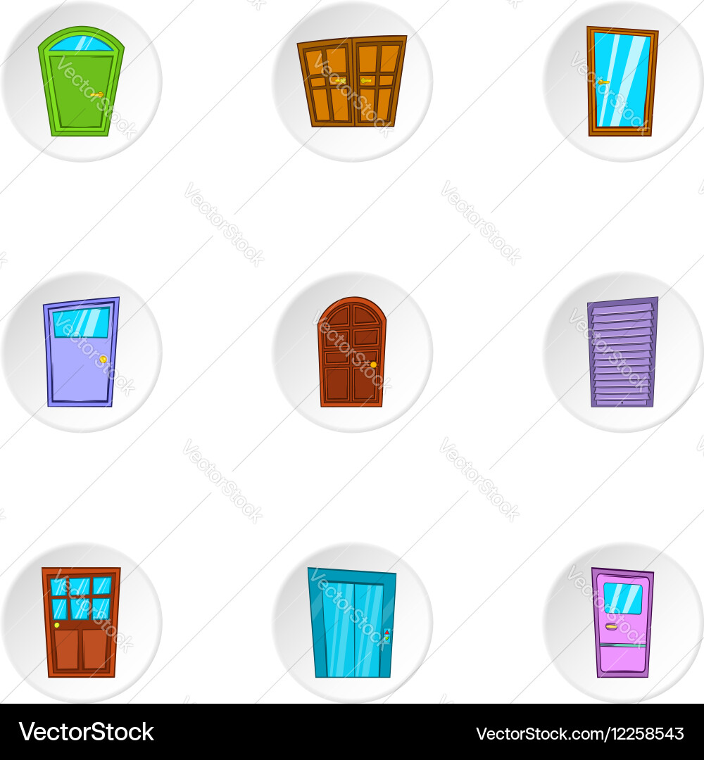 Opening icons set cartoon style Royalty Free Vector Image