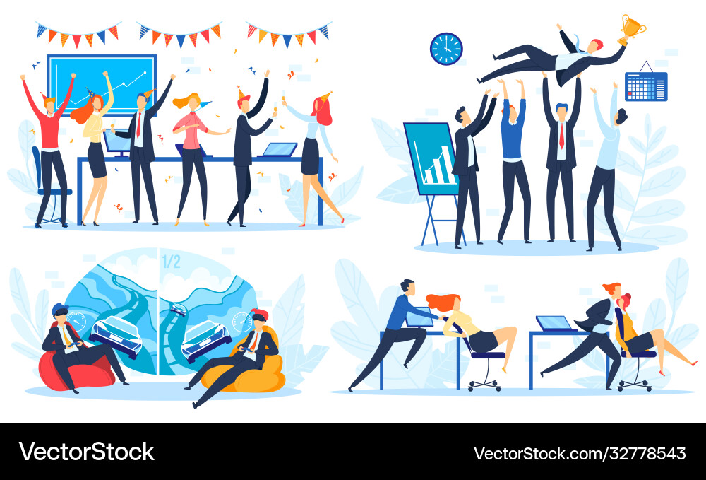 People on corporate party set Royalty Free Vector Image