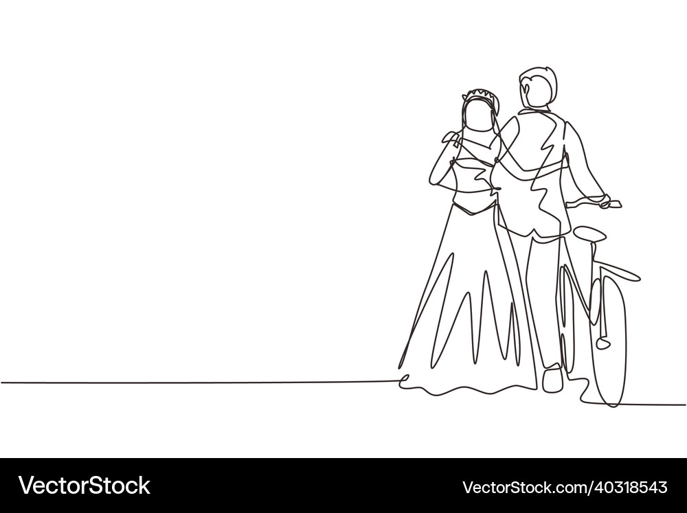 Single one line drawing back view of cute Vector Image