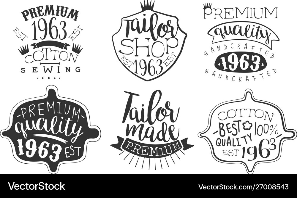 Tailor shop premium retro labels set best quality Vector Image