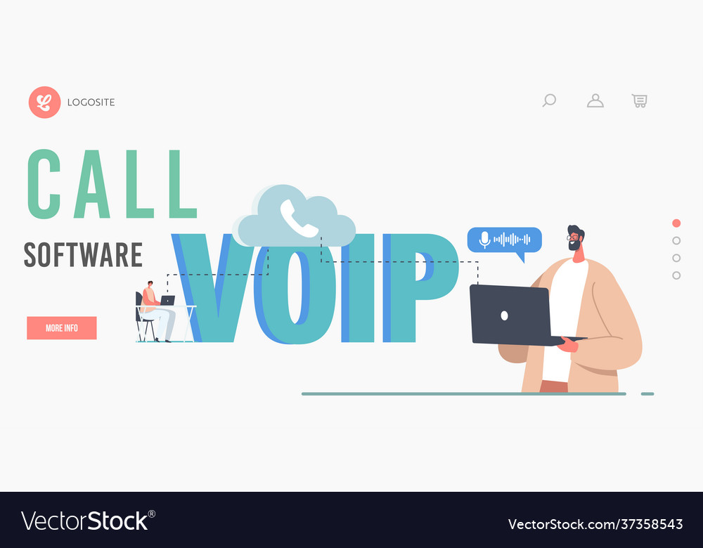 Voip voice over ip technology landing page Vector Image Voip voice over ip technology landing page Vector Image