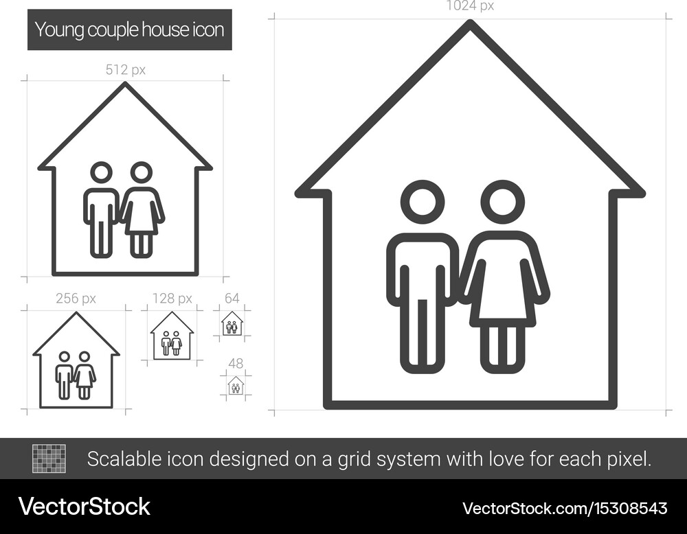 Young couple house line icon Royalty Free Vector Image