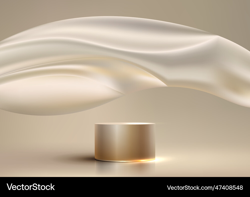 3d realistic empty golden podium stand with gold Vector Image