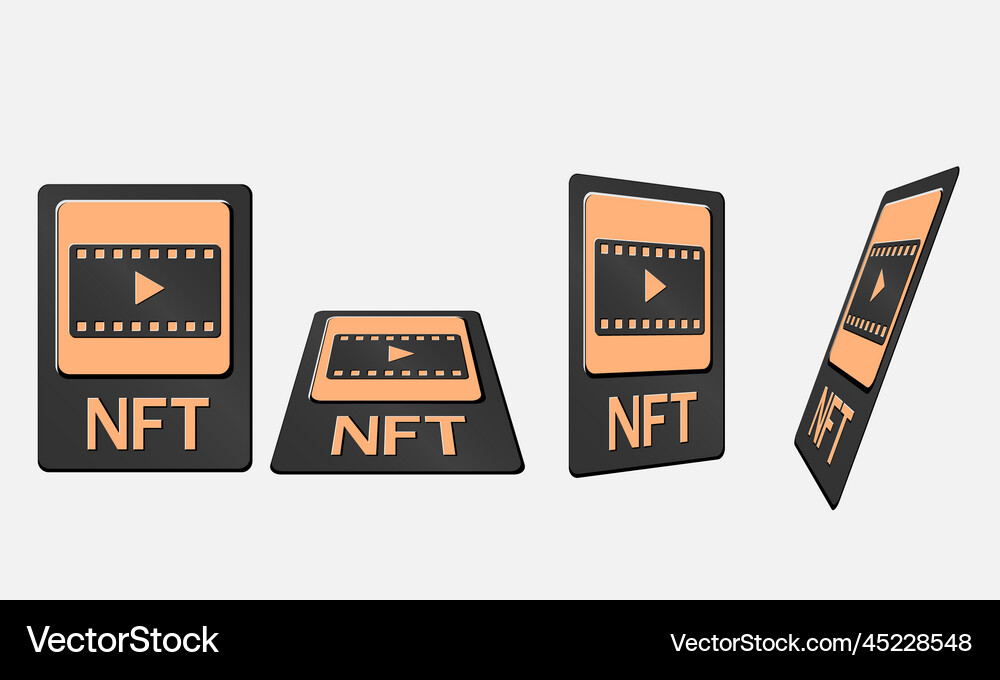 3d token nft cards in crypto artwork nft card Vector Image