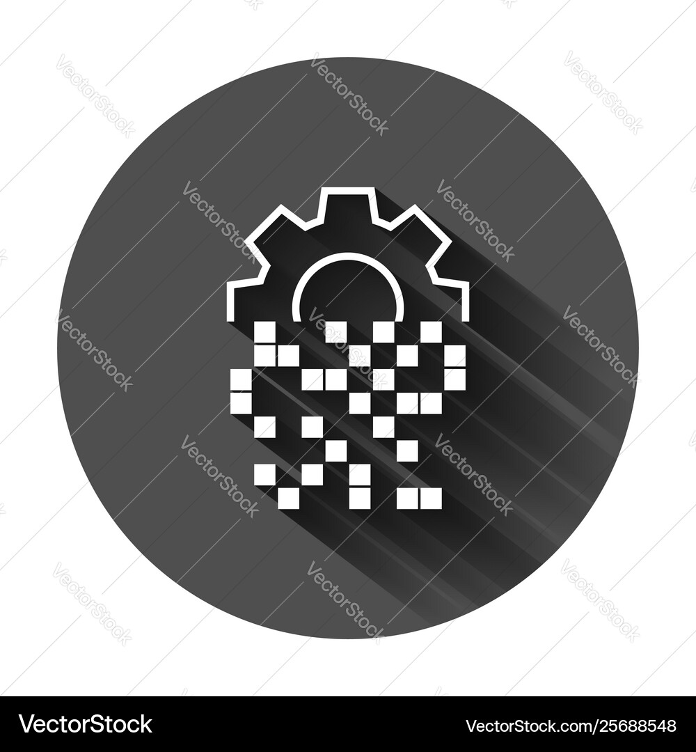 Digital gear icon in flat style cog on black Vector Image
