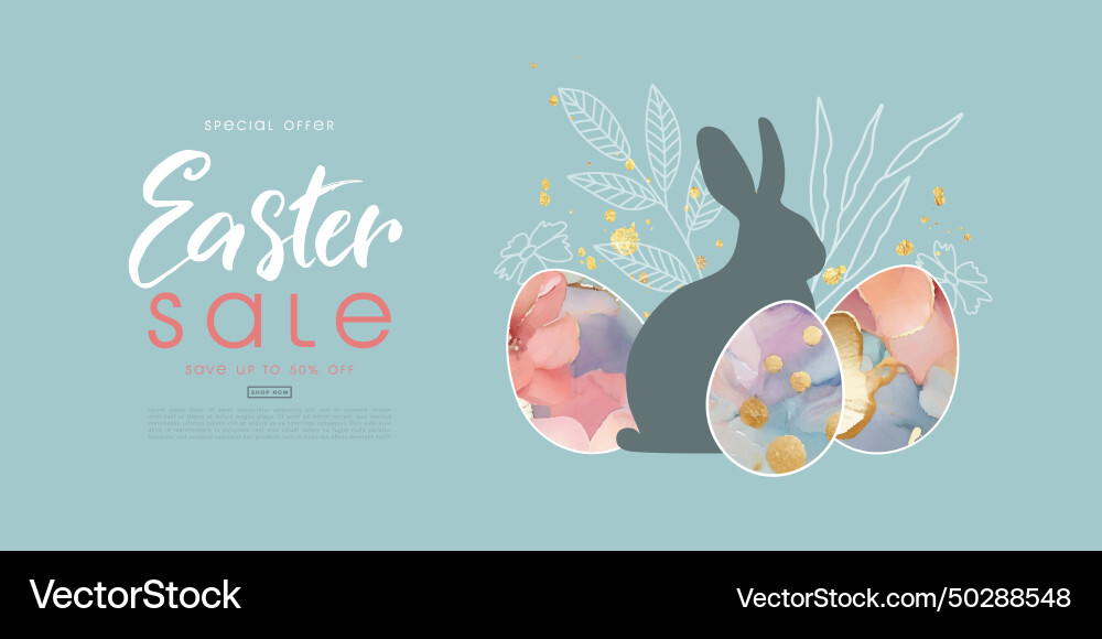 Easter sale banner design with beautiful painted Vector Image