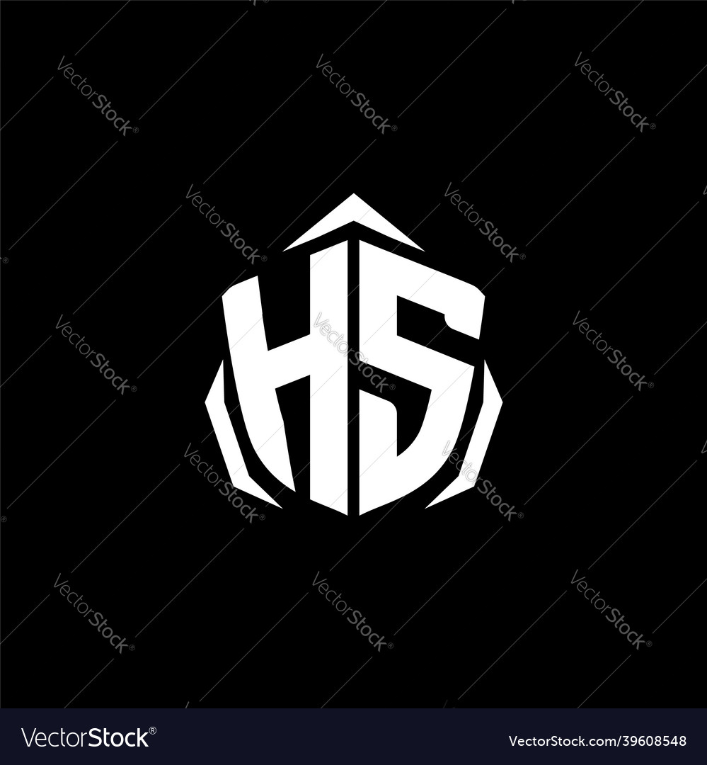 Hs monogram shield shape style Royalty Free Vector Image