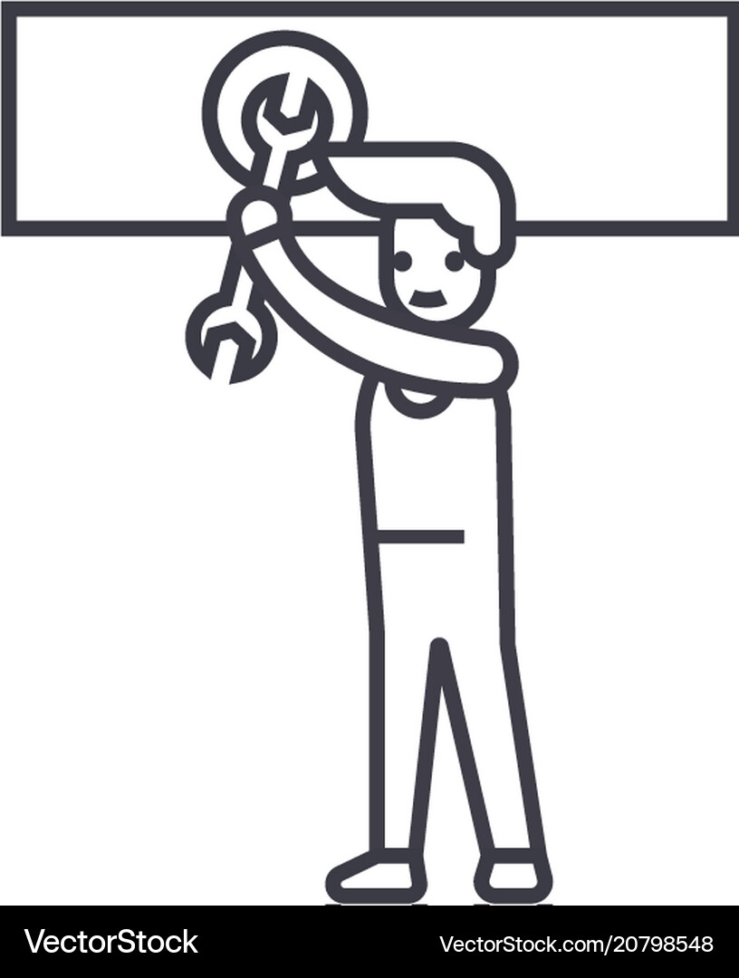 Man spinning the nut line icon sign Royalty Free Vector