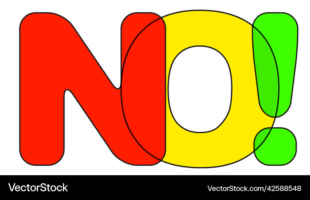 No rainbow text rejection spectrum word denial Vector Image