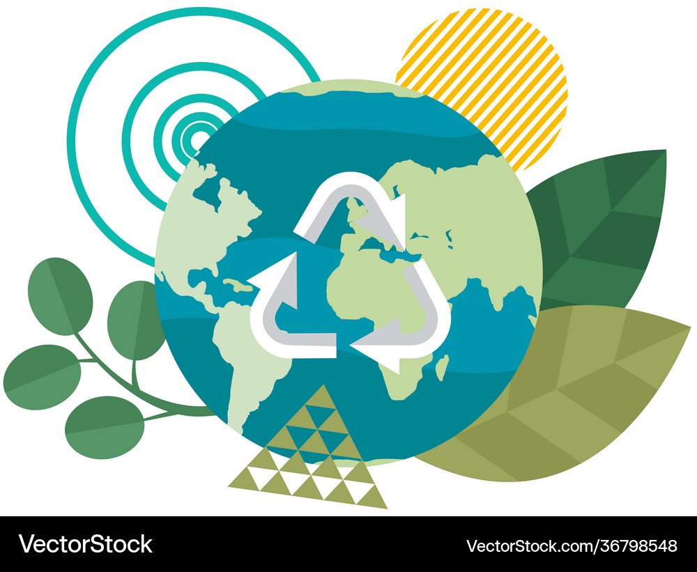 Planet with arrows as symbol recycling waste Vector Image
