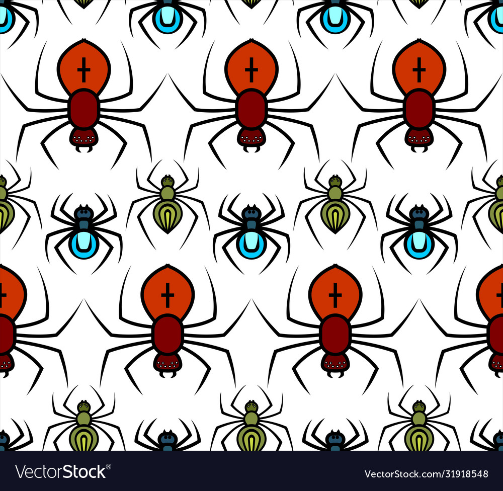 Seamless pattern spiders in different sizes Vector Image