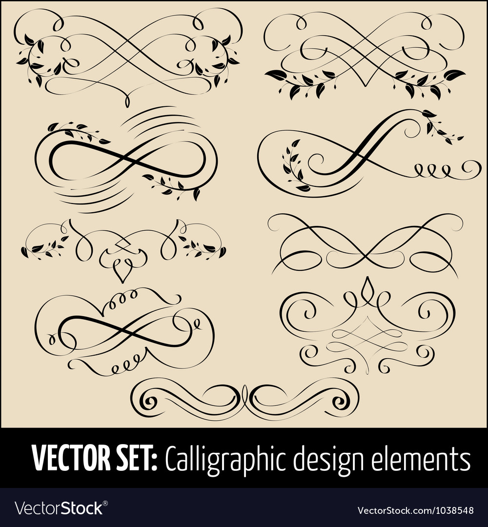 Set calligraphic design elements Royalty Free Vector Image