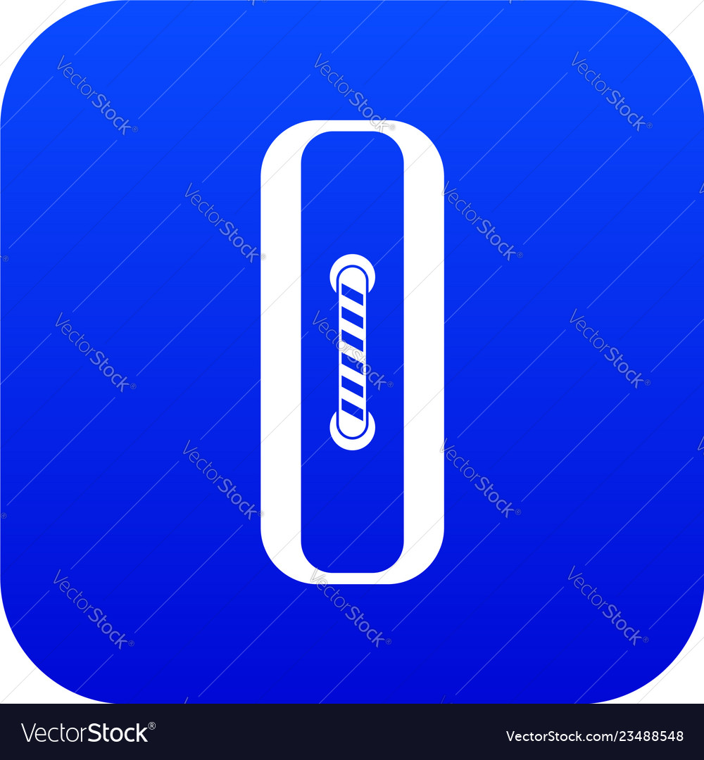 Sewn rectangular button icon digital blue Vector Image