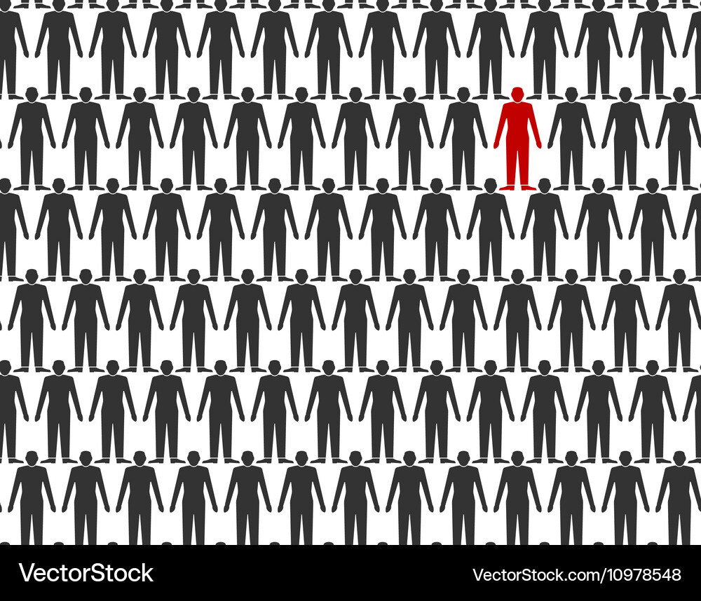Silhouette a group of people lined up in rows Vector Image