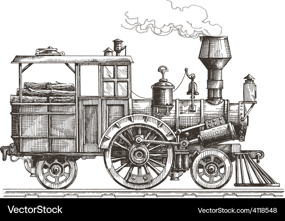 Steam locomotive logo design template Royalty Free Vector