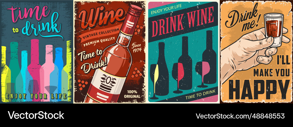 Alcohol party colorful set sticker Royalty Free Vector Image