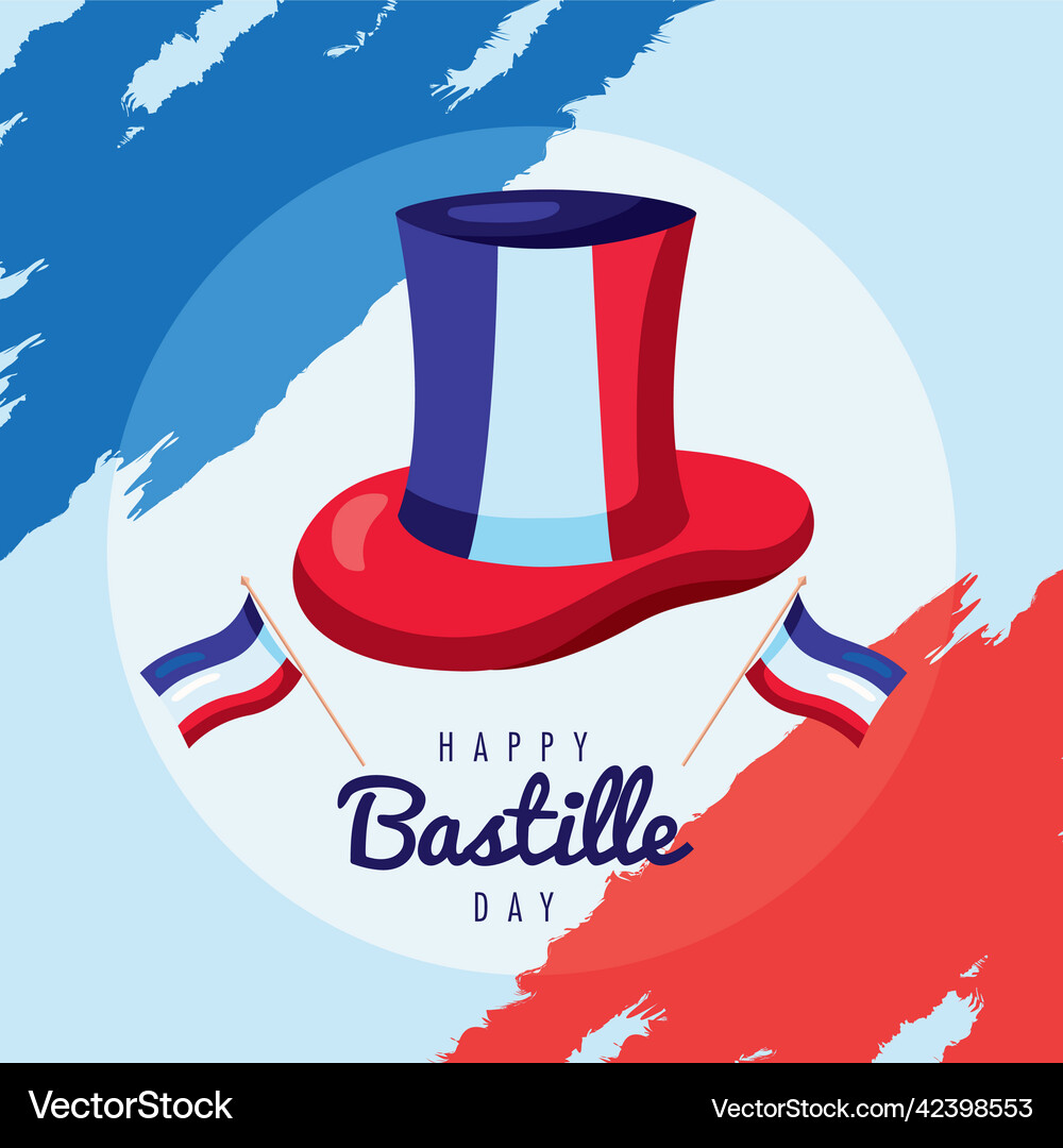 Bastille day lettering card Royalty Free Vector Image