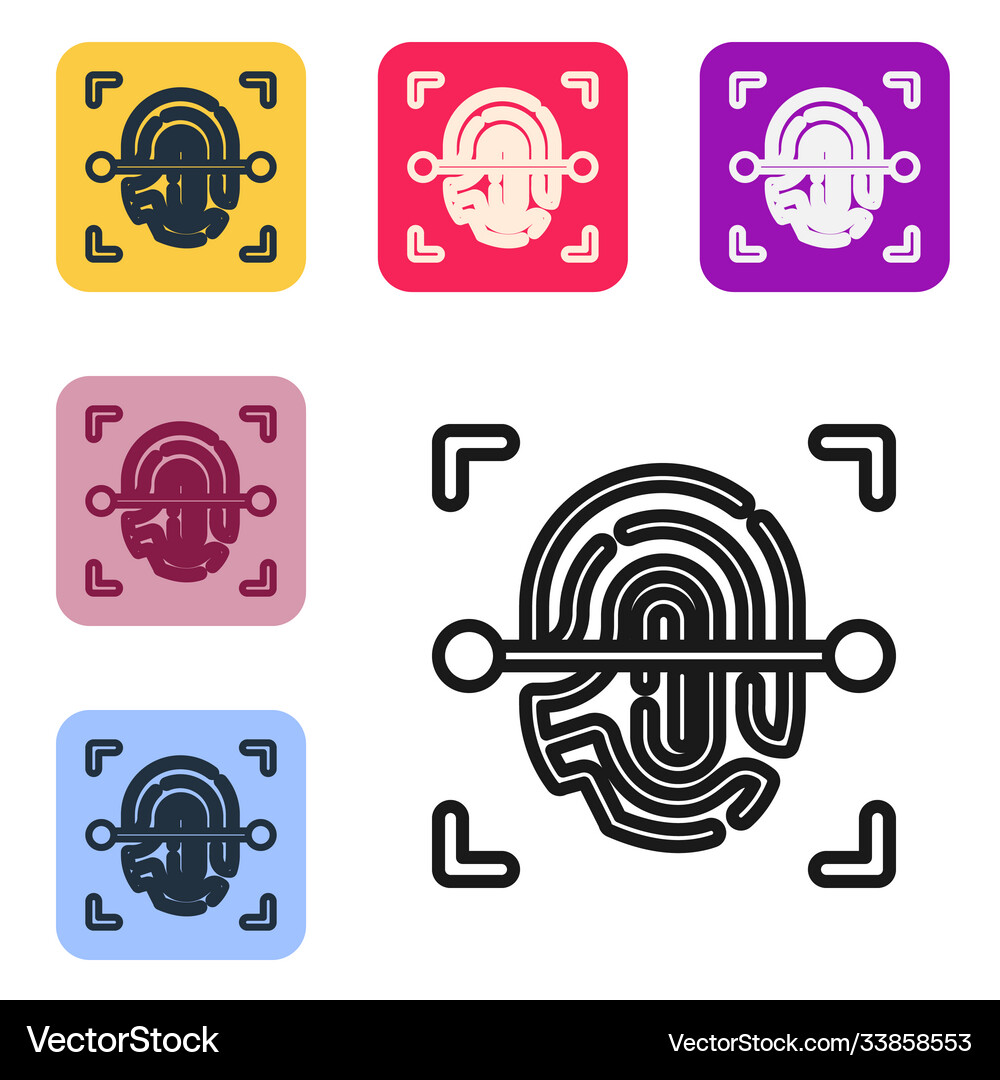 Black line fingerprint icon isolated on white Vector Image