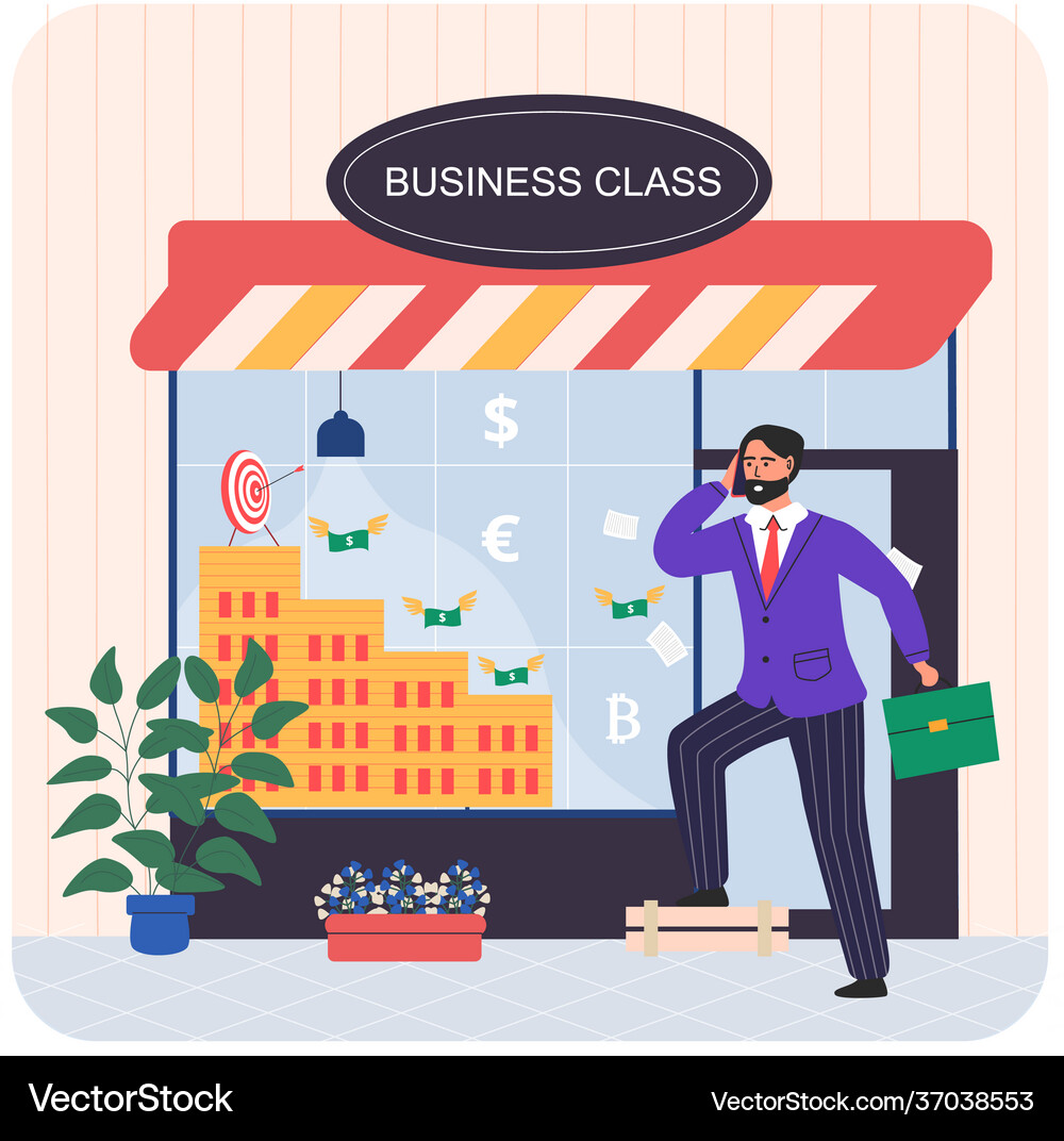 Business class male consultant communicates Vector Image