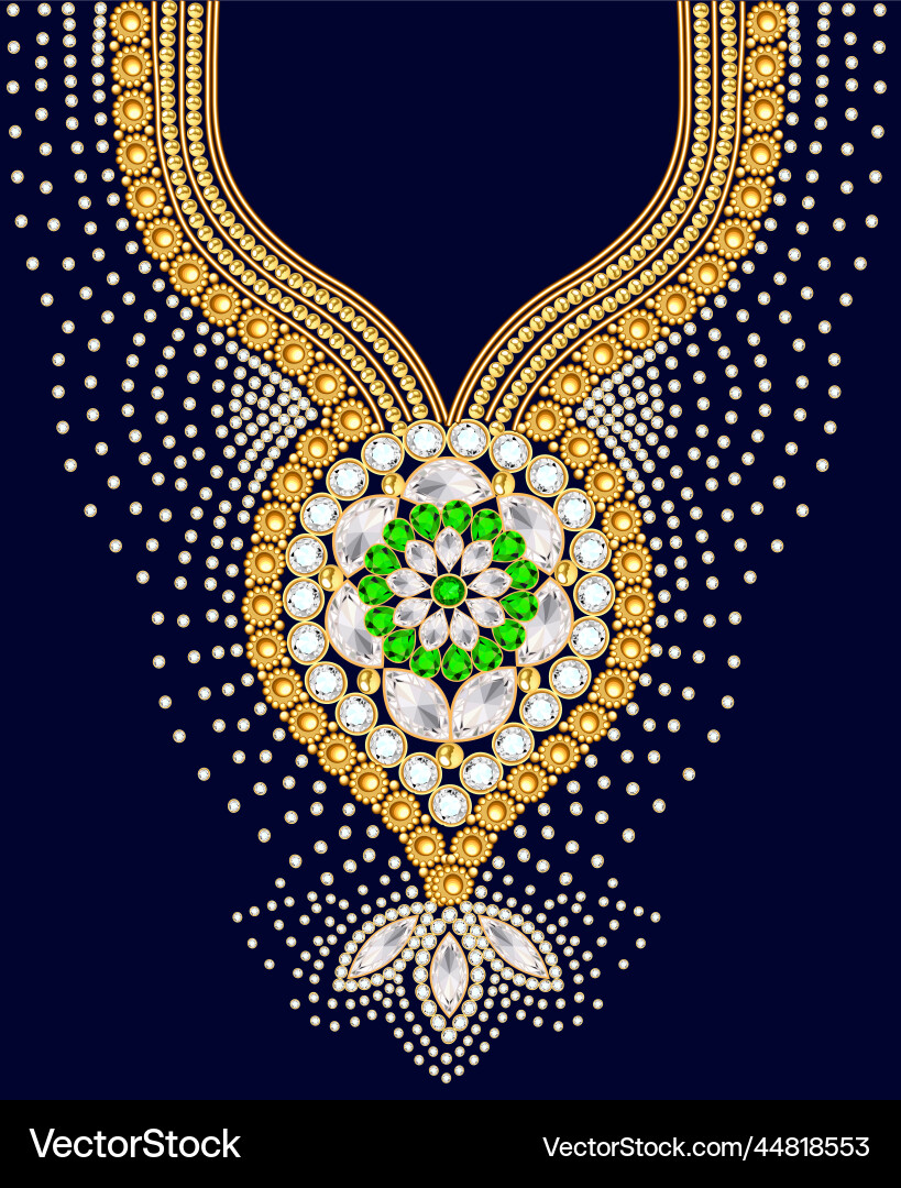 Collar neck decoration with rhinestones Royalty Free Vector