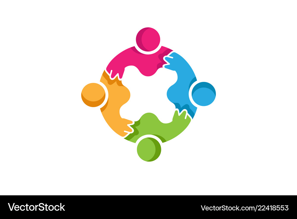 Colorful abstract four people logo Royalty Free Vector Image