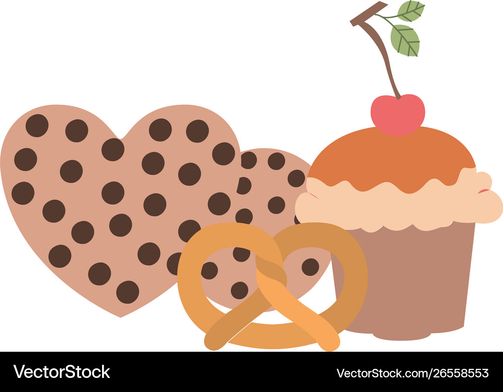 Delicious bakery cakes and cookies Royalty Free Vector Image