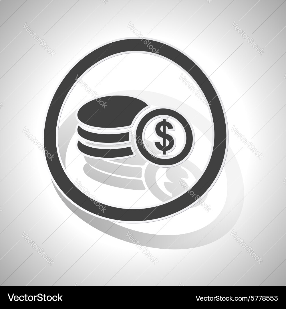 Dollar rouleau sign sticker curved Royalty Free Vector Image