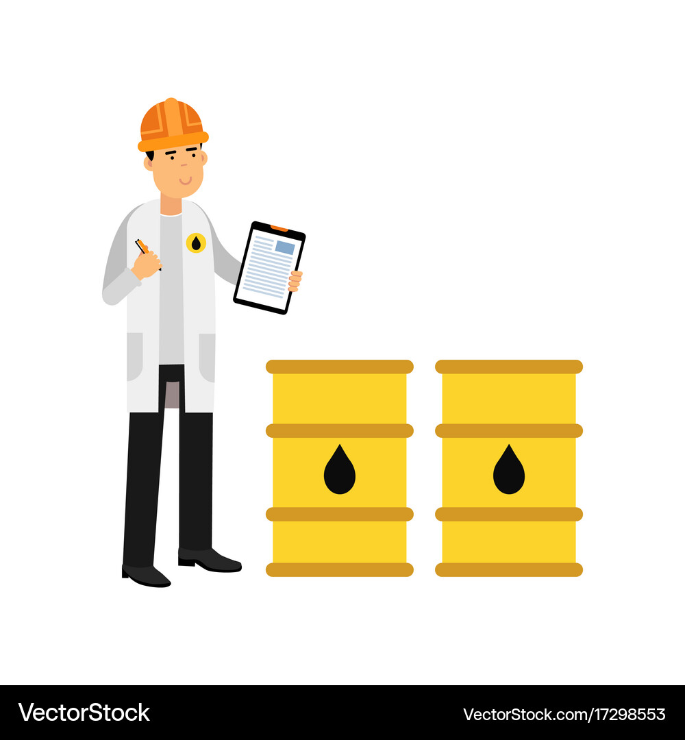 Engineer oil industry character controlling the Vector Image