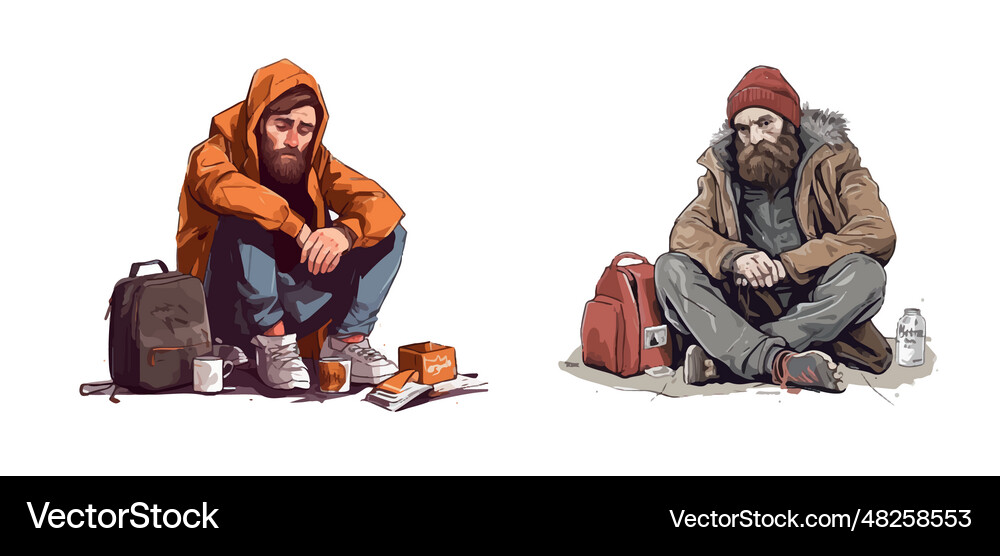 Homeless people character man Royalty Free Vector Image