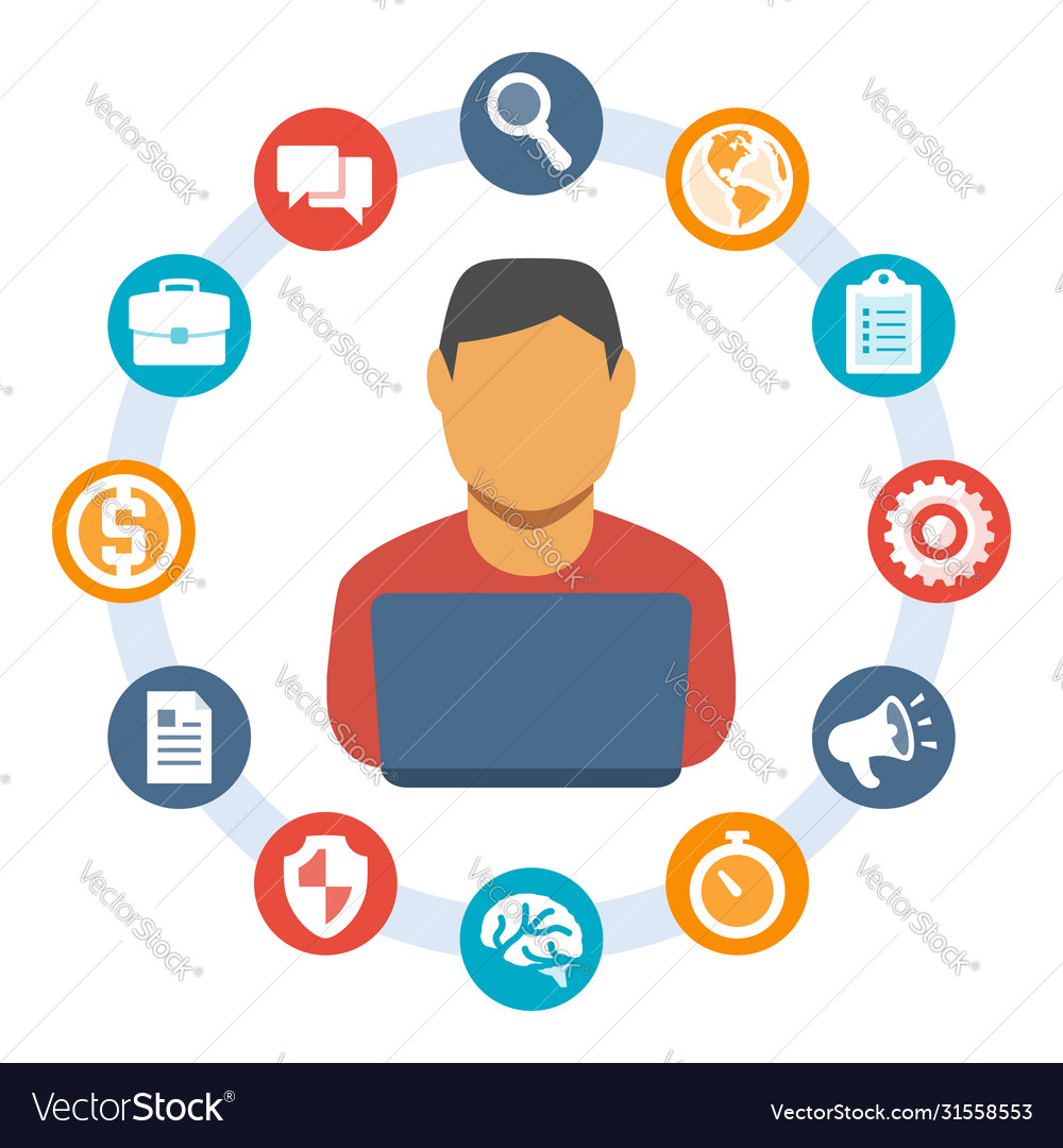 Man working on a computer as a freelancer Vector Image