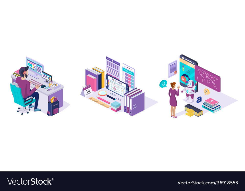 Online training e-learning course school language Vector Image