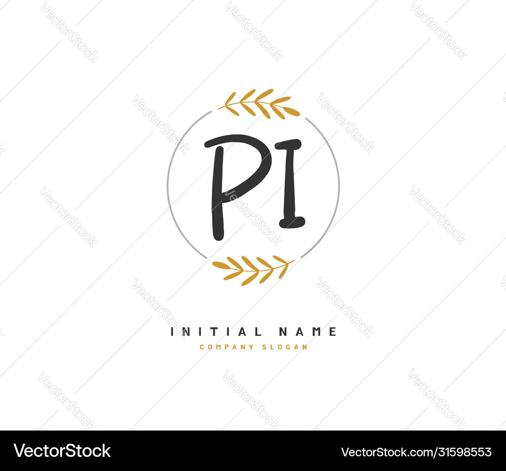 P i pi beauty initial logo handwriting Royalty Free Vector