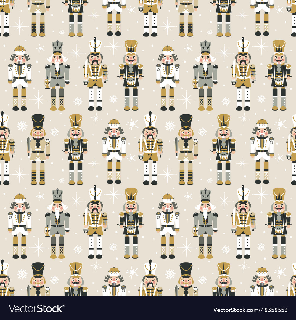 Seamless christmas pattern with nutcrackers in Vector Image