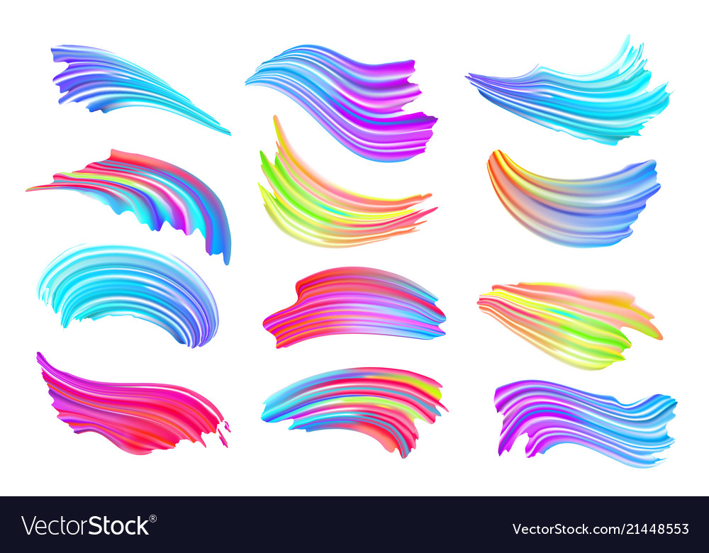 Set colorful brush strokes modern design Vector Image